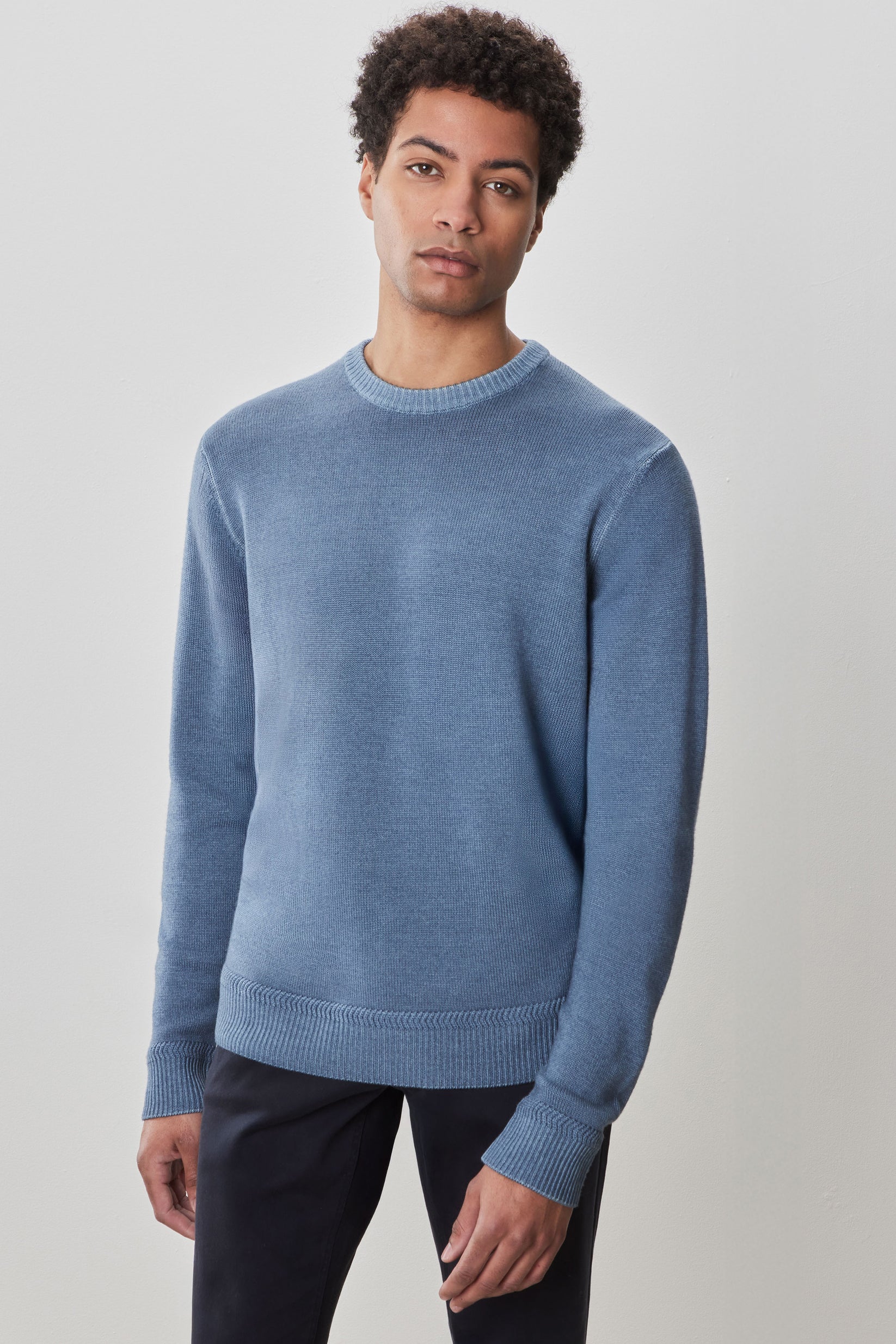 Bertona Crew Sweater - Light Teal | Robert Barakett