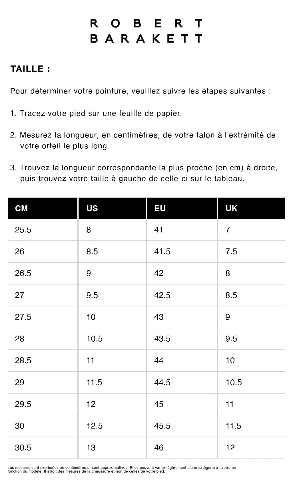 Shoe Size Guide – Robert Barakett